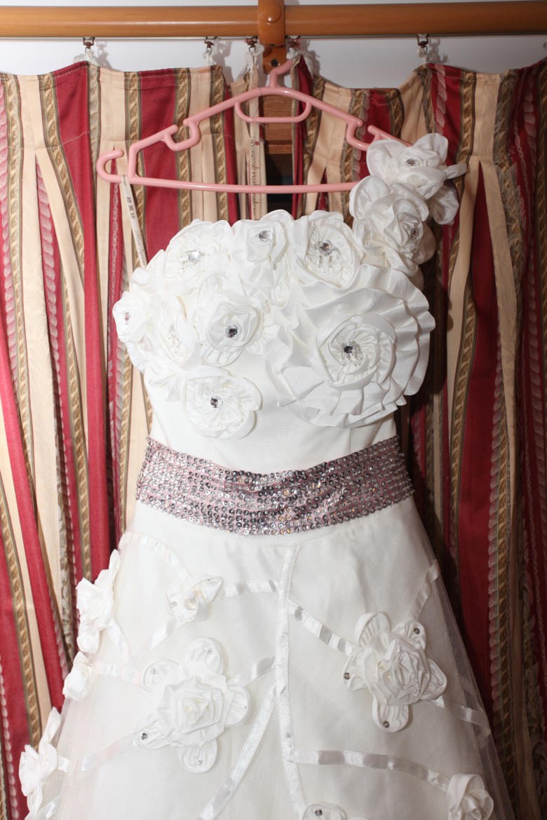 A-line One Shoulder Chapel Train Taffeta Wedding Dress With Flower And ...